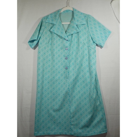 Unbranded | Dresses | Vintage Turquoise Blue V Neck Long Mumu House ...